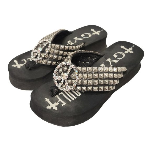 Gypsy Soule | Shoes | Gypsy Soule Embellished Peace Sign Wedge Flip ...